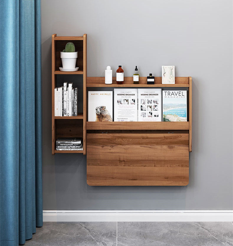 Wall Mounted Foldable Desk and Shelf Space Saving For Home